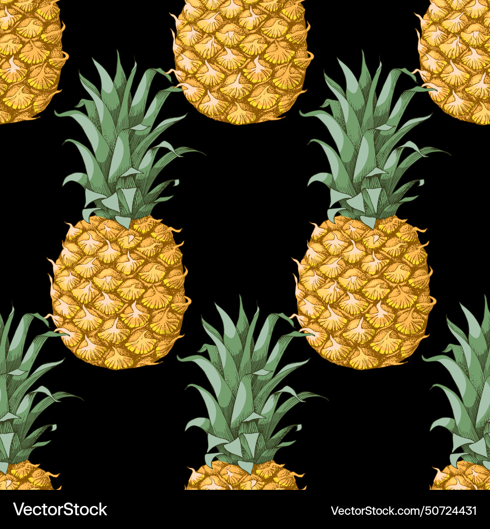 Seamless pattern with pineapple fruits Royalty Free Vector