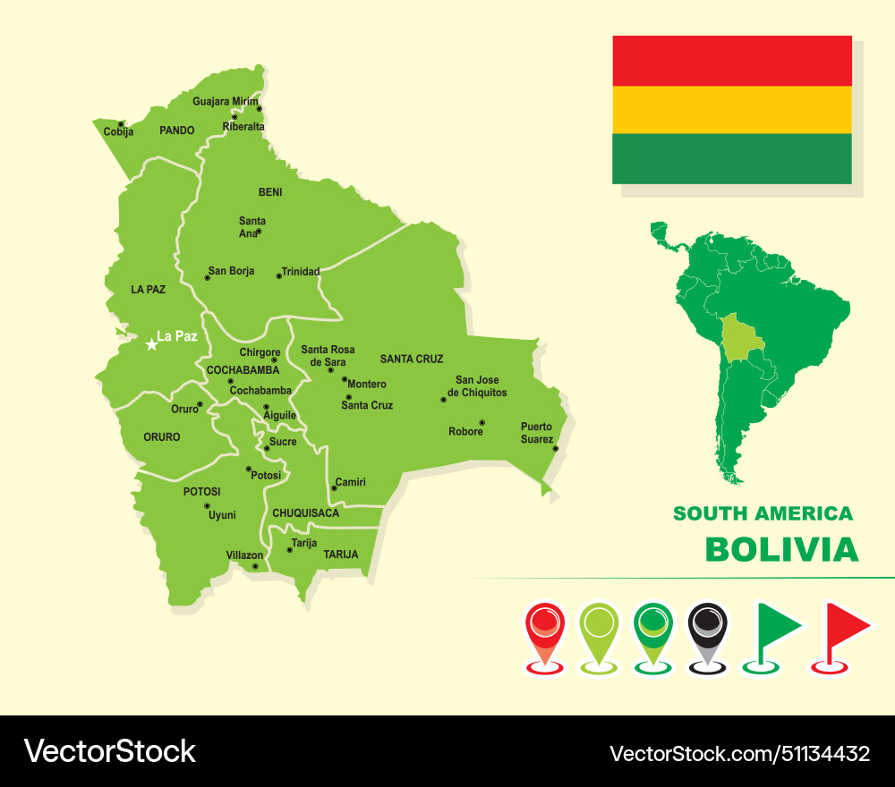Bolivia map Royalty Free Vector Image - VectorStock