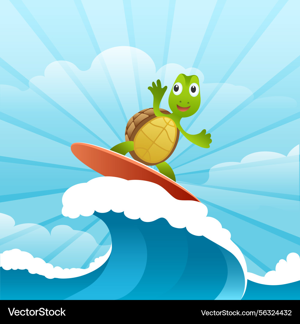 Cartoon surfer turtle Royalty Free Vector Image
