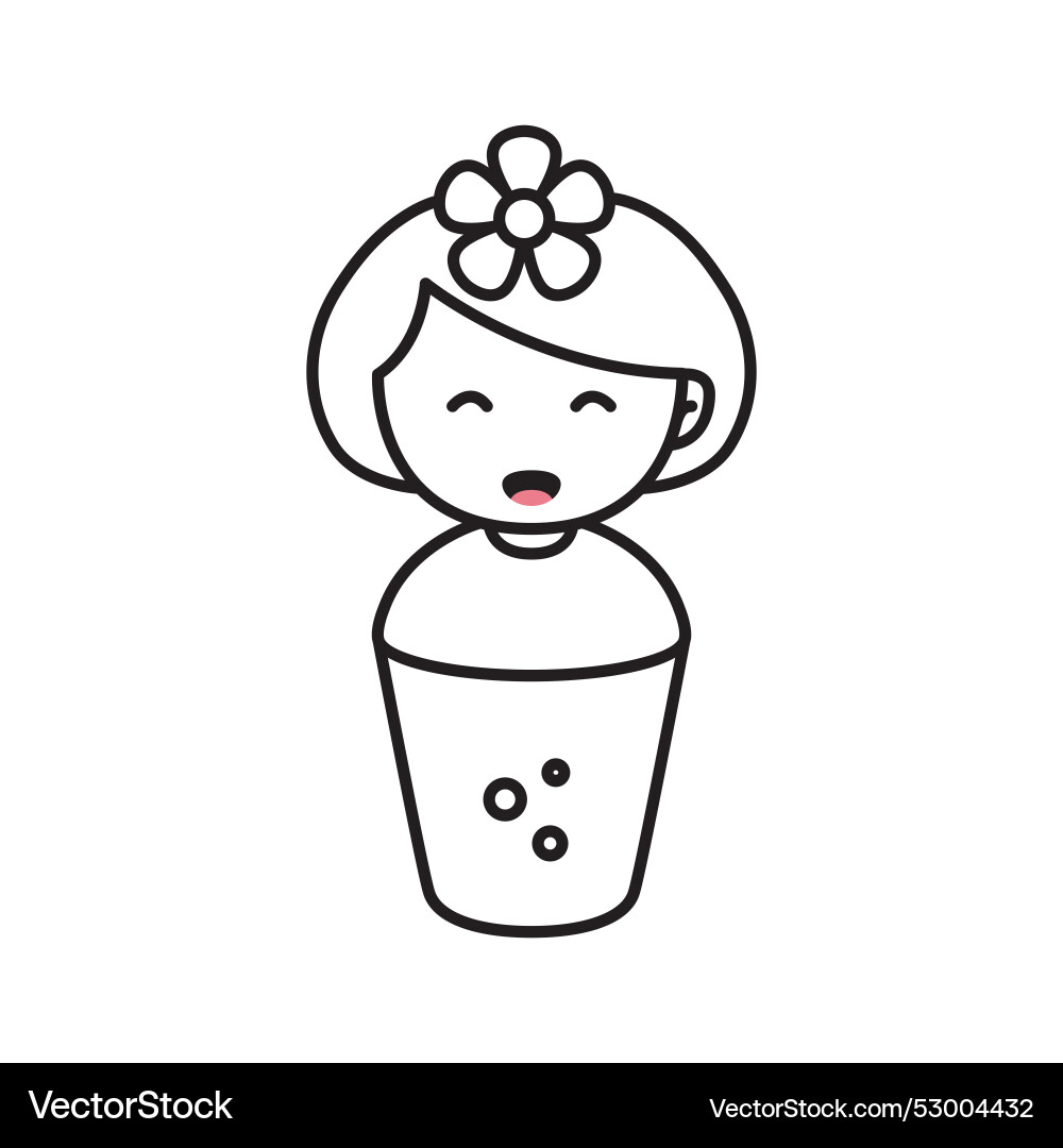 Cute little girl learning process logo design Vector Image