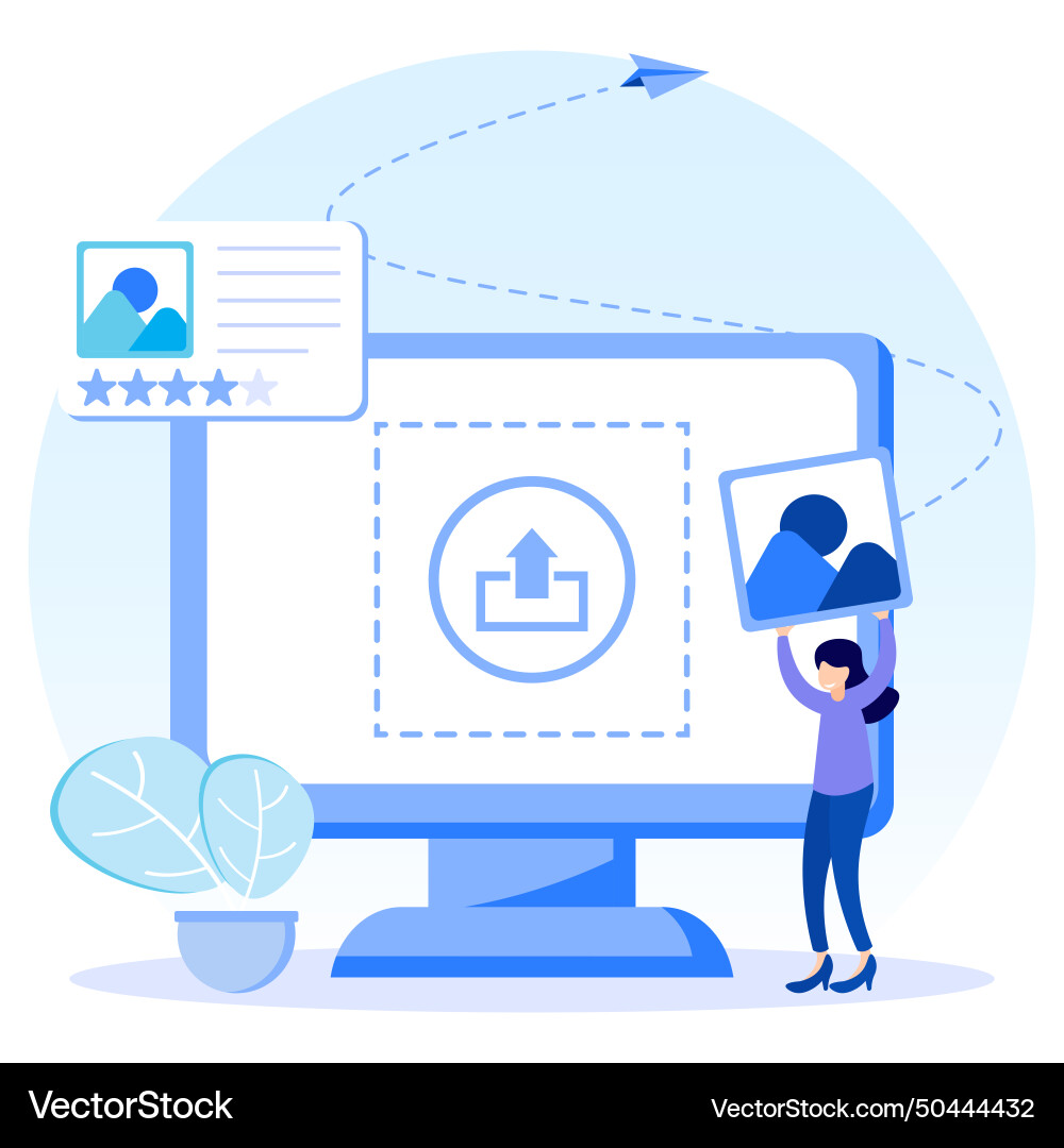 Graphic cartoon character of image upload Vector Image