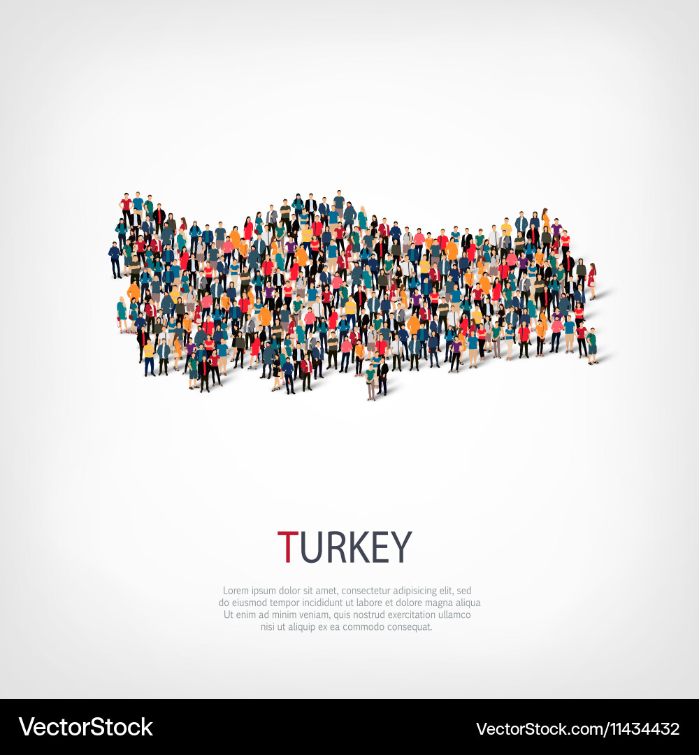 Isometric Turkey Map People Royalty Free Vector Image