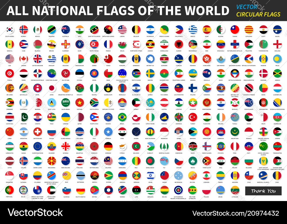 National Flags of the World Royalty Free Vector Image
