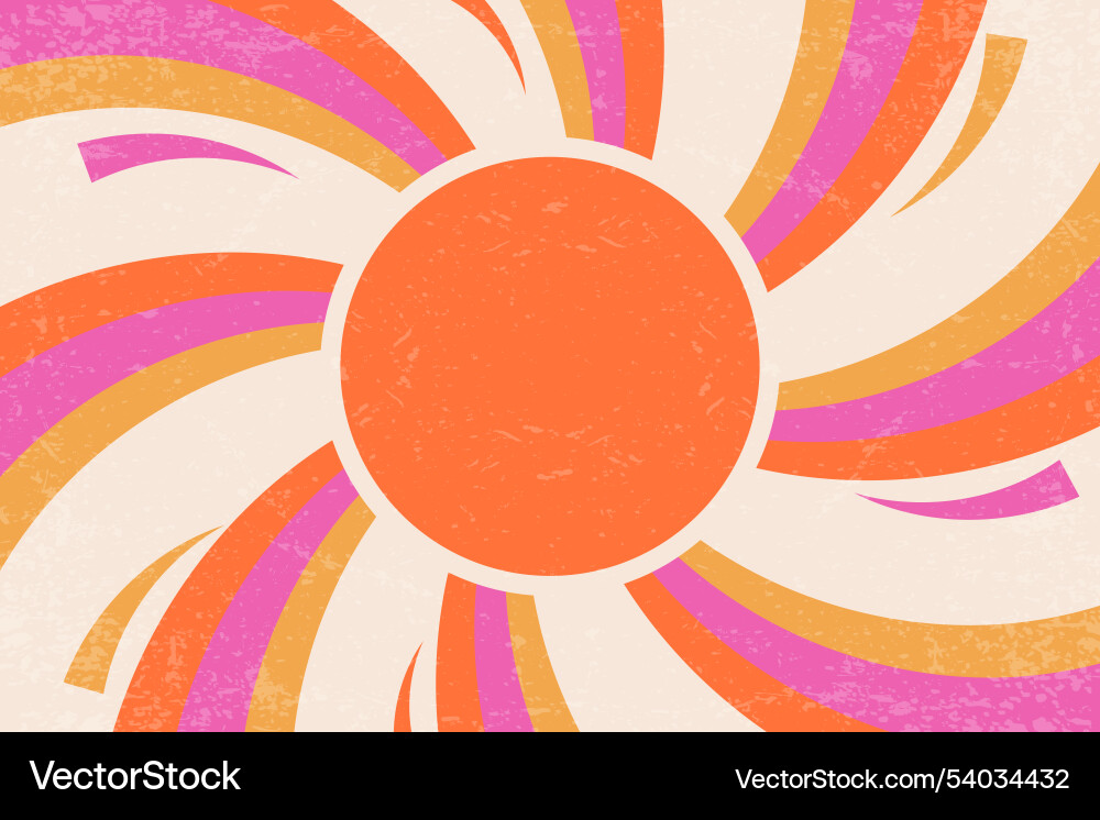 Retro summer sun background groovy Royalty Free Vector Image