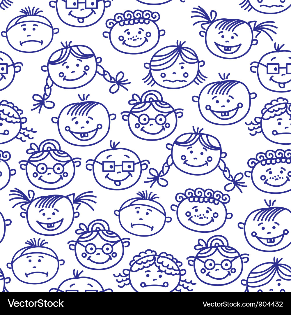 Seamless baby cartoon faces Royalty Free Vector Image
