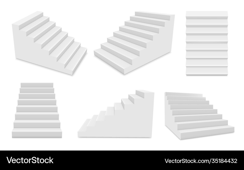 Stairs with white steps in different position Vector Image