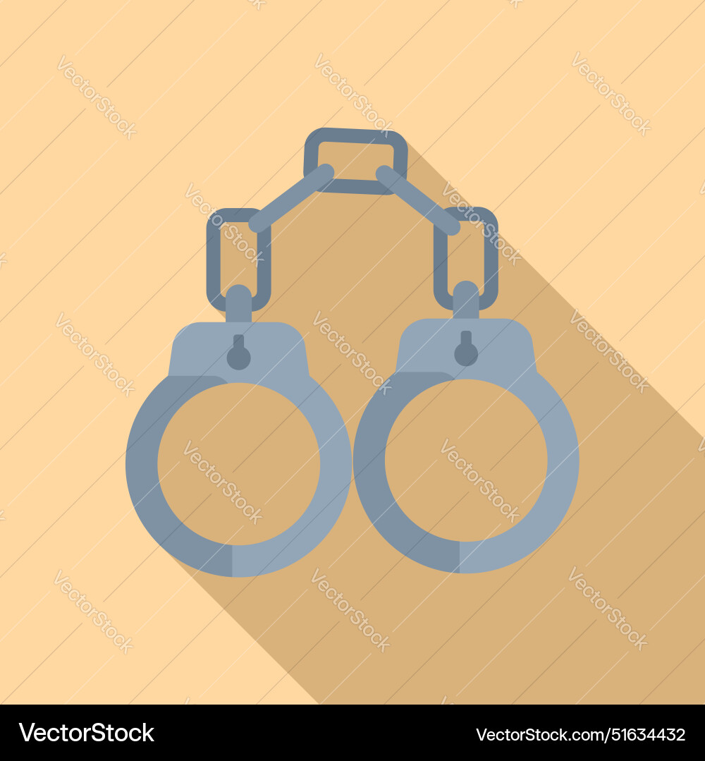 Steel handcuffs hanging with chain connected Vector Image
