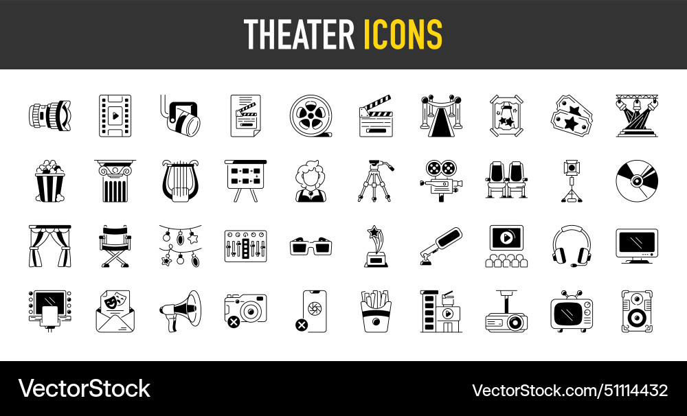 Theater icons set Royalty Free Vector Image - VectorStock