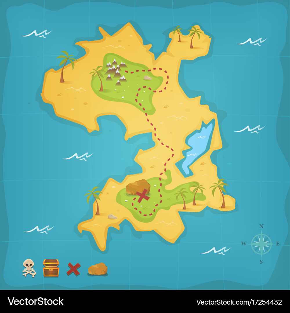 Treasure island and pirate map Royalty Free Vector Image