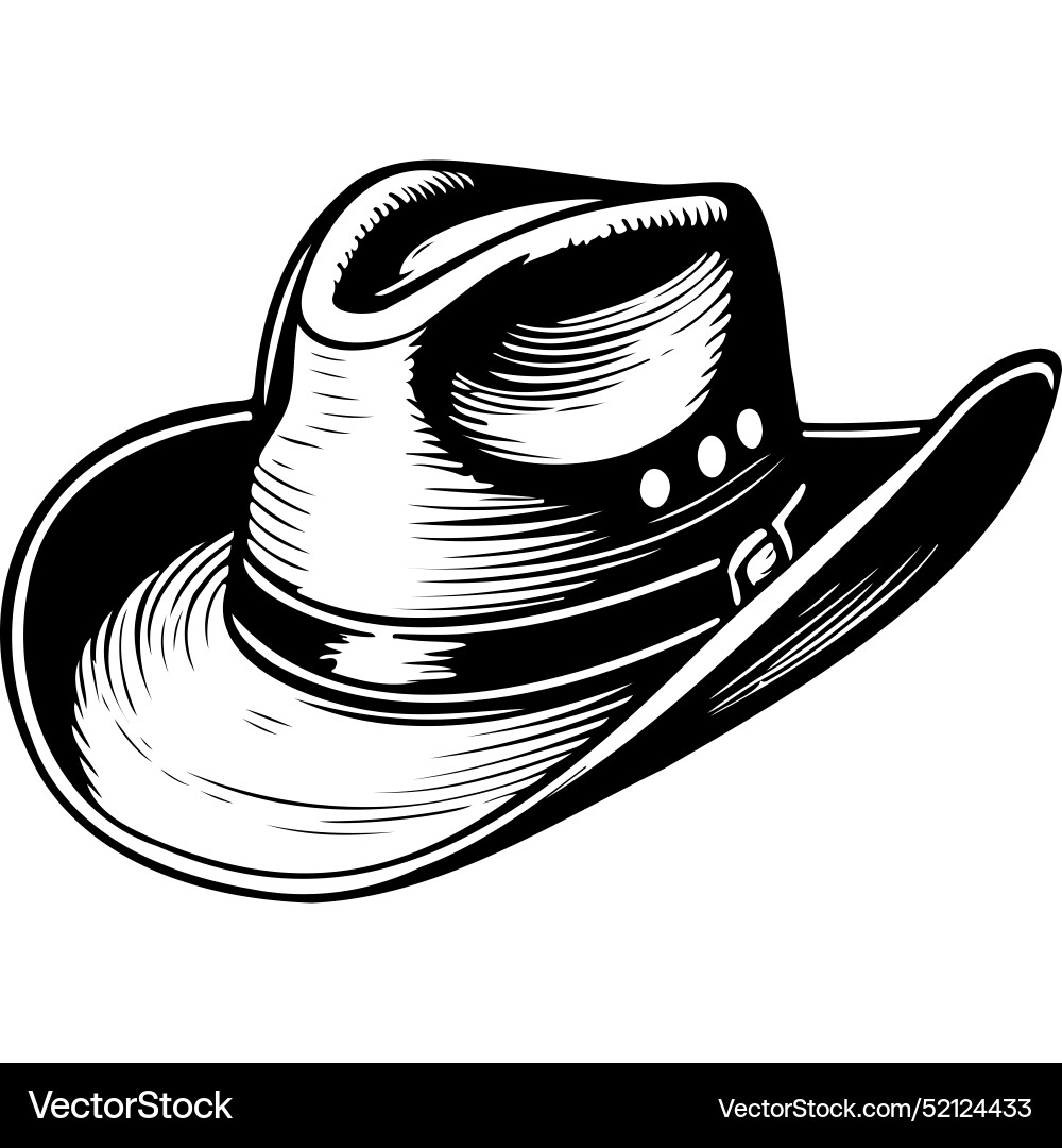 Drawing cowboy hat sketches hand drawn line Vector Image