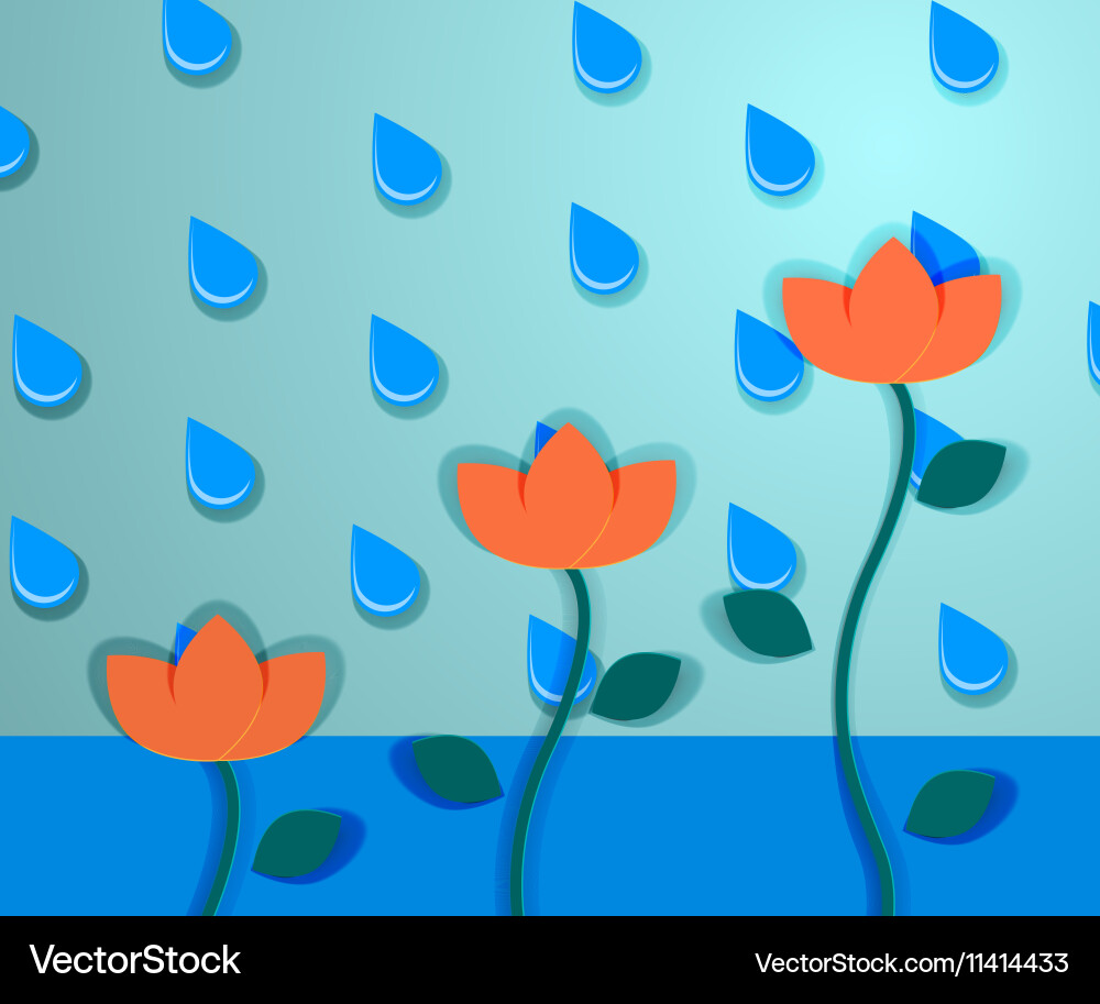 Flowers and the rain 2 Royalty Free Vector Image
