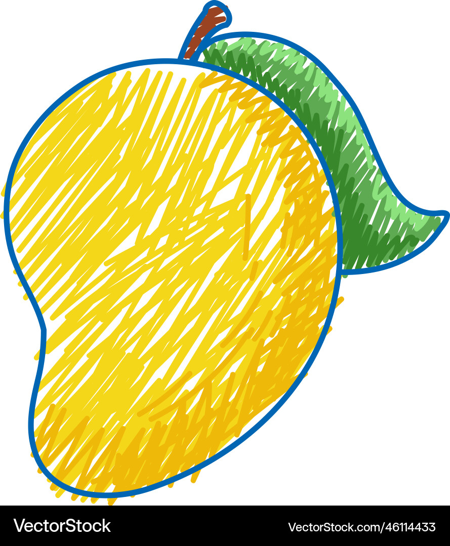Mango pencil colour child scribble style Vector Image