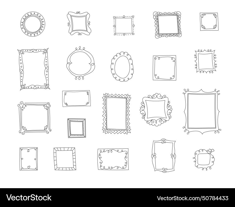 Set of black round and square vintage frames Vector Image