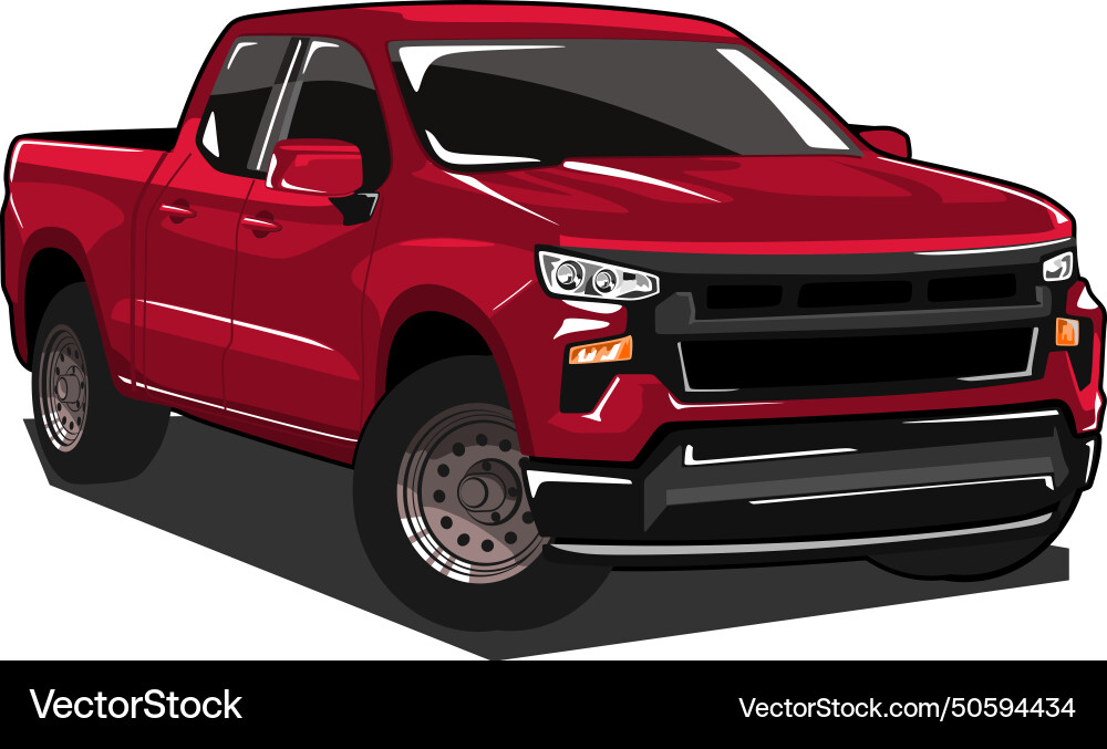 American double cabin truck design Royalty Free Vector Image