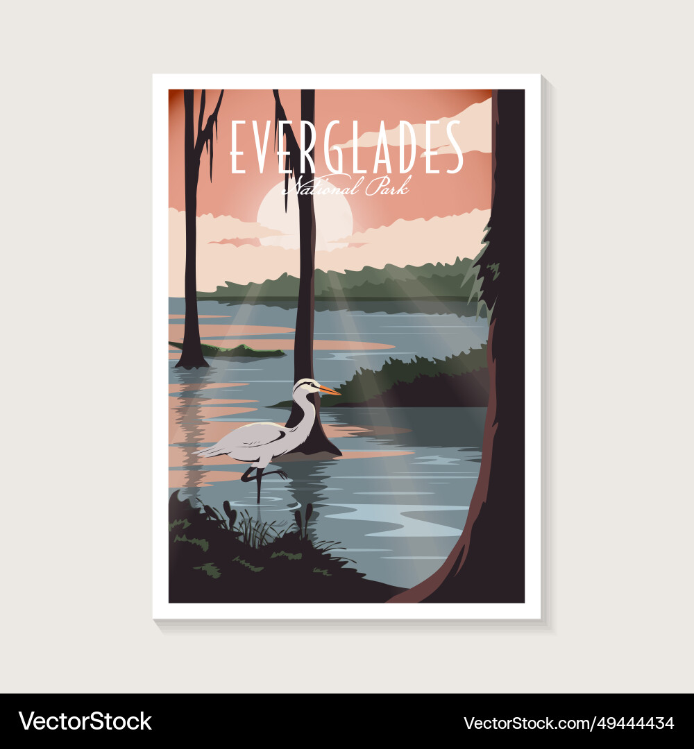 Everglades national park poster design Royalty Free Vector