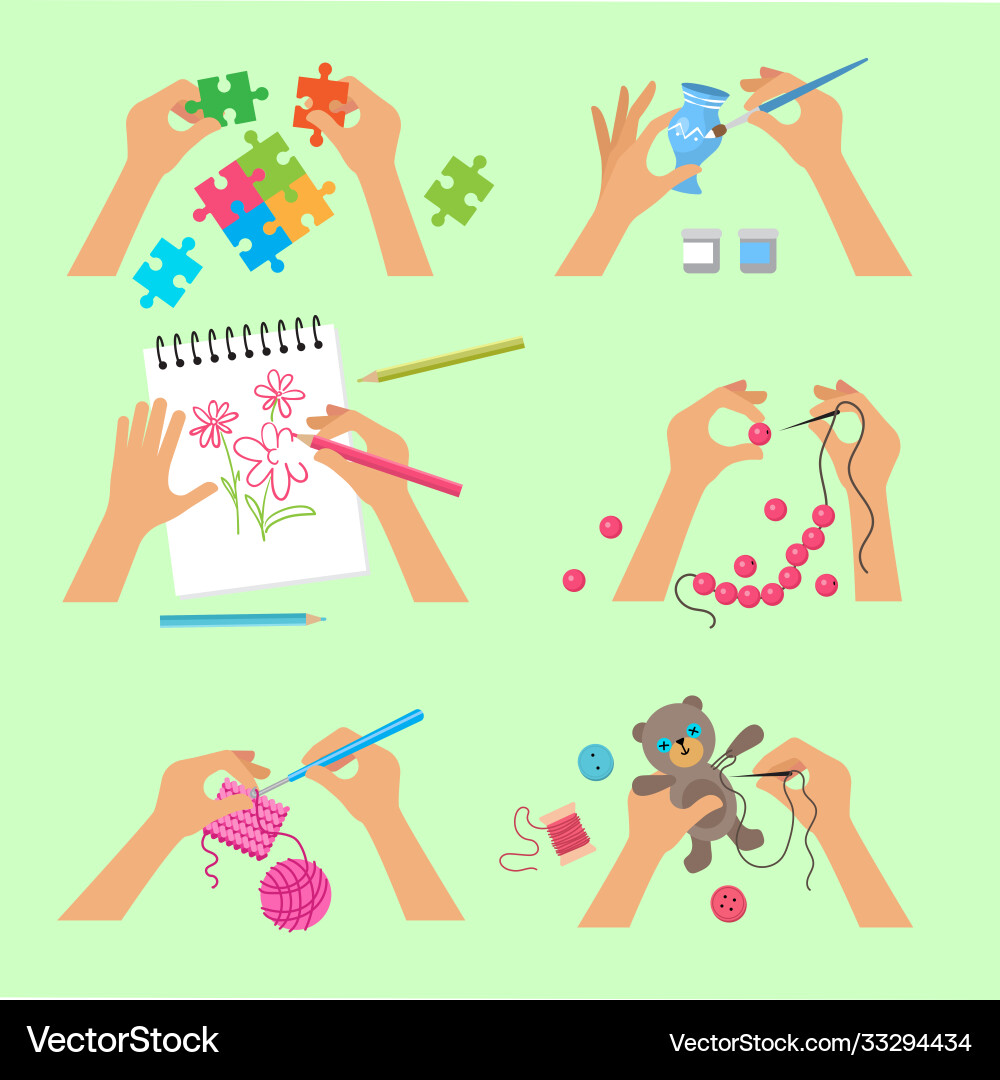 Hands craft handy workshop scrapbook project kids Vector Image