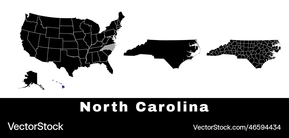 North Carolina State Map Royalty Free Vector Image
