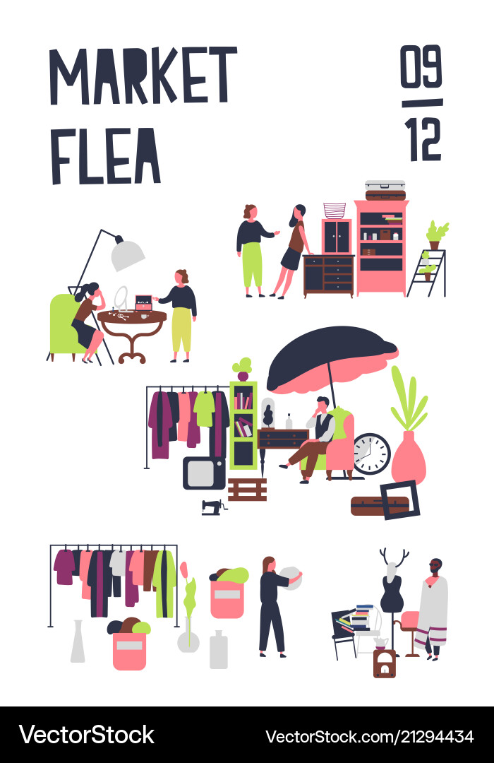 Poster template for flea market or rag fair Vector Image