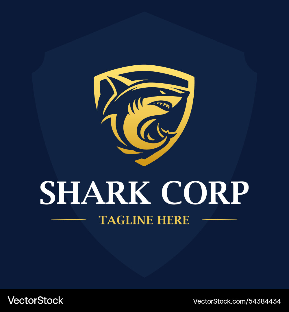 Shark and shield logo esport Royalty Free Vector Image