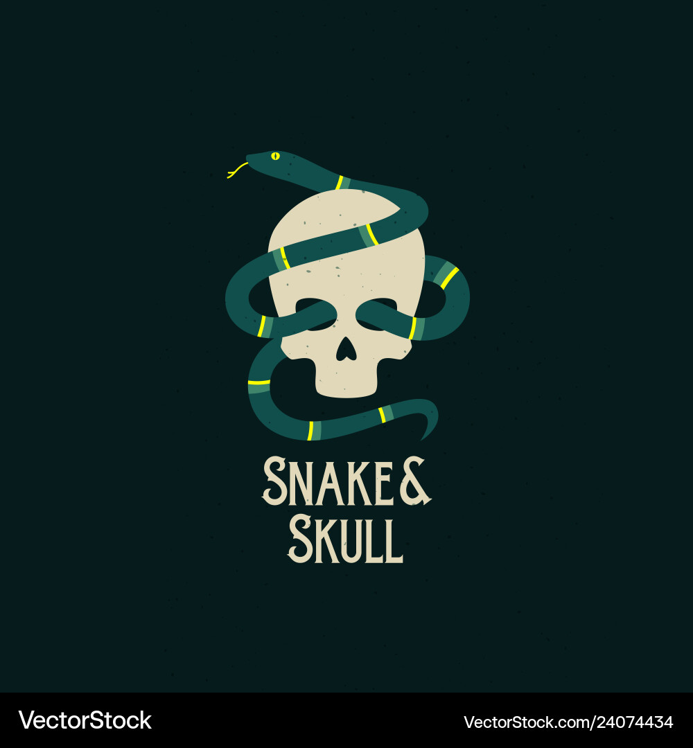 Snake and skull abstract sign symbol Royalty Free Vector