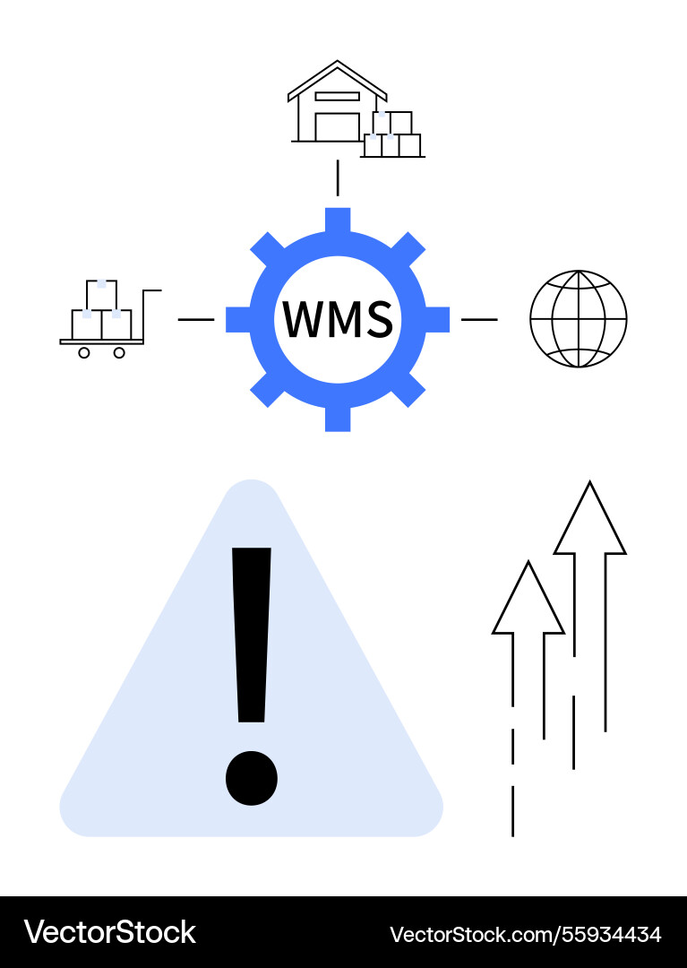 Warehouse management system gear with logistics Vector Image