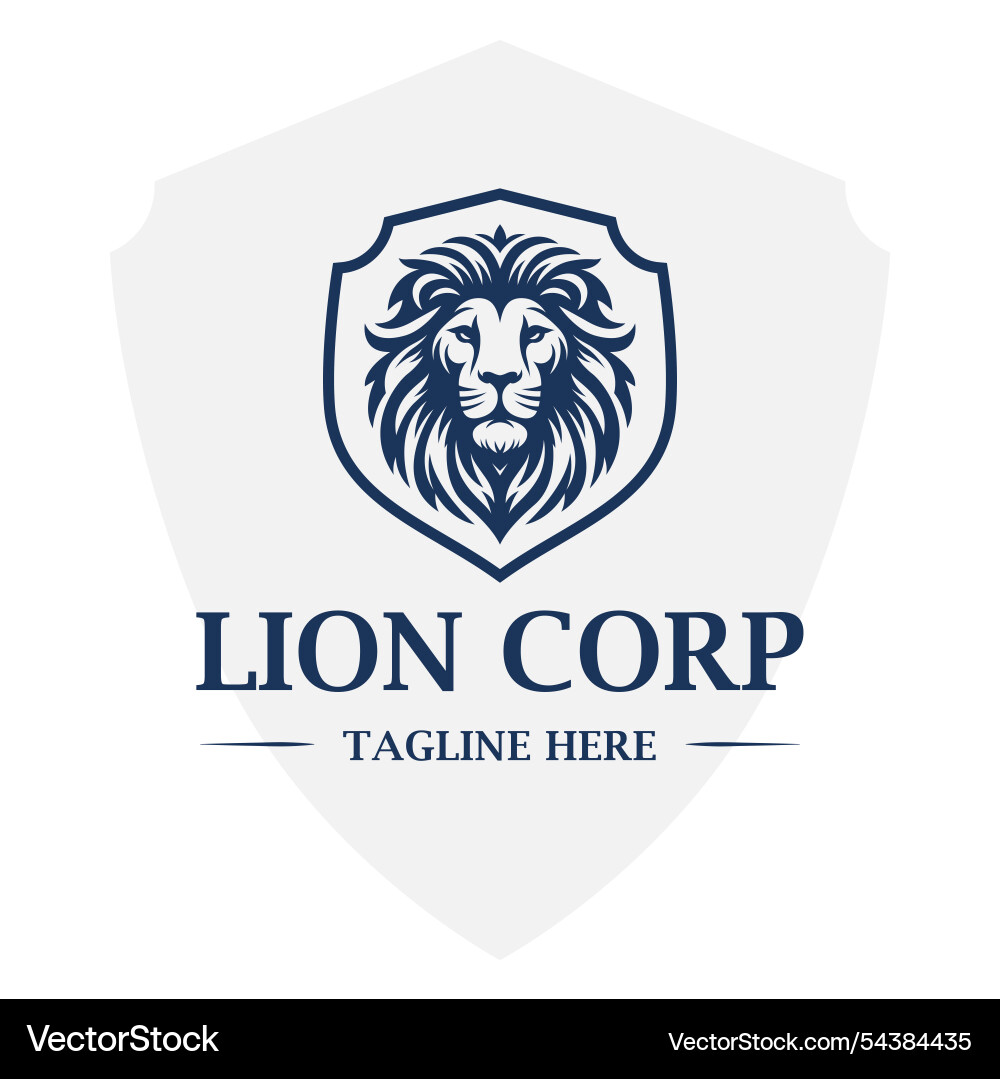 Blue lion head logo design template Royalty Free Vector
