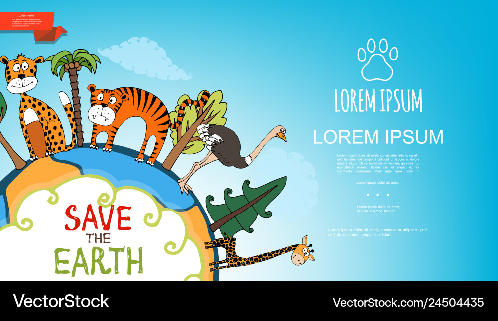 Flat colorful save the earth template Royalty Free Vector