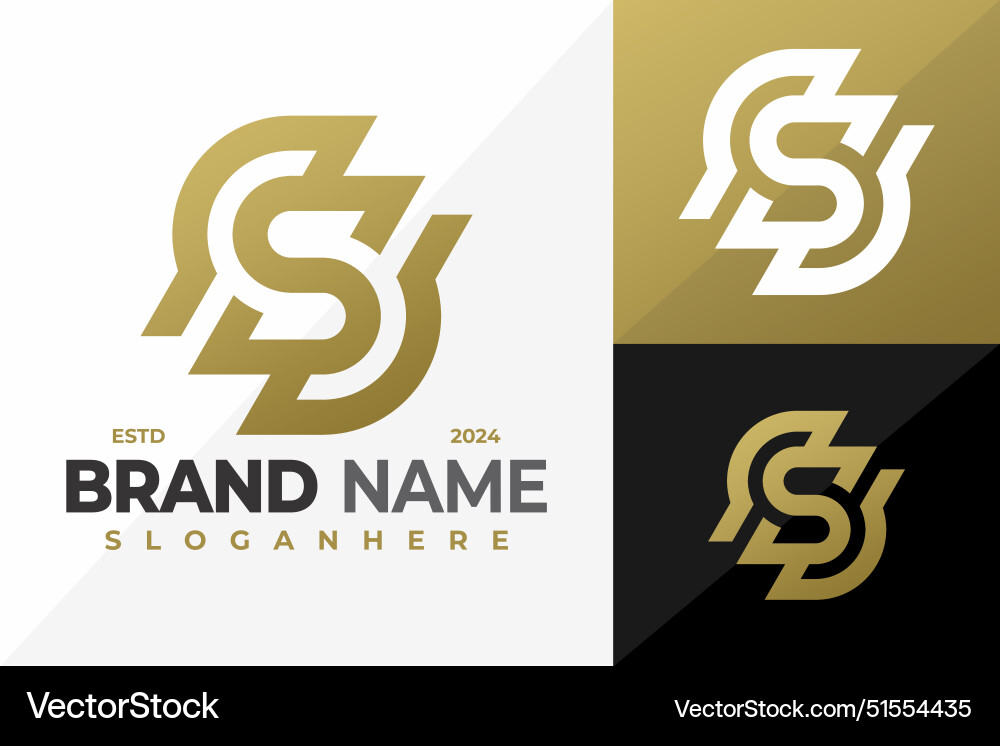 Golden letter s monogram logo design symbol icon Vector Image
