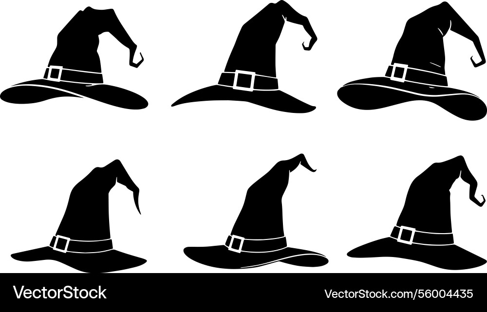 Halloween witch hat icons set Royalty Free Vector Image