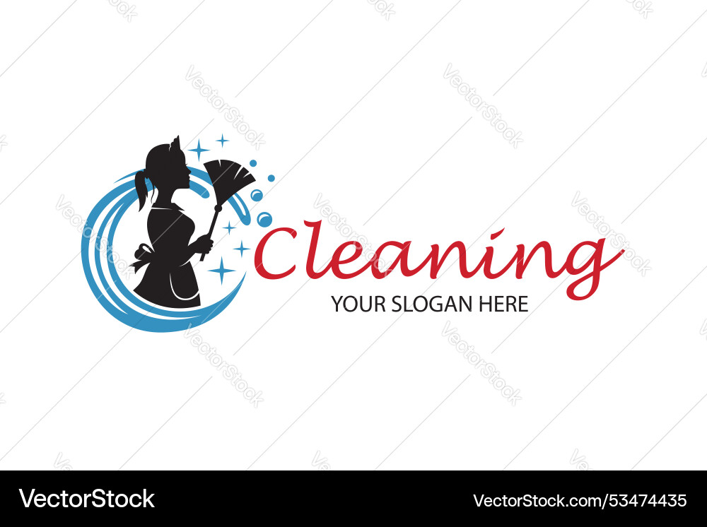 House maid lady emblem Royalty Free Vector Image