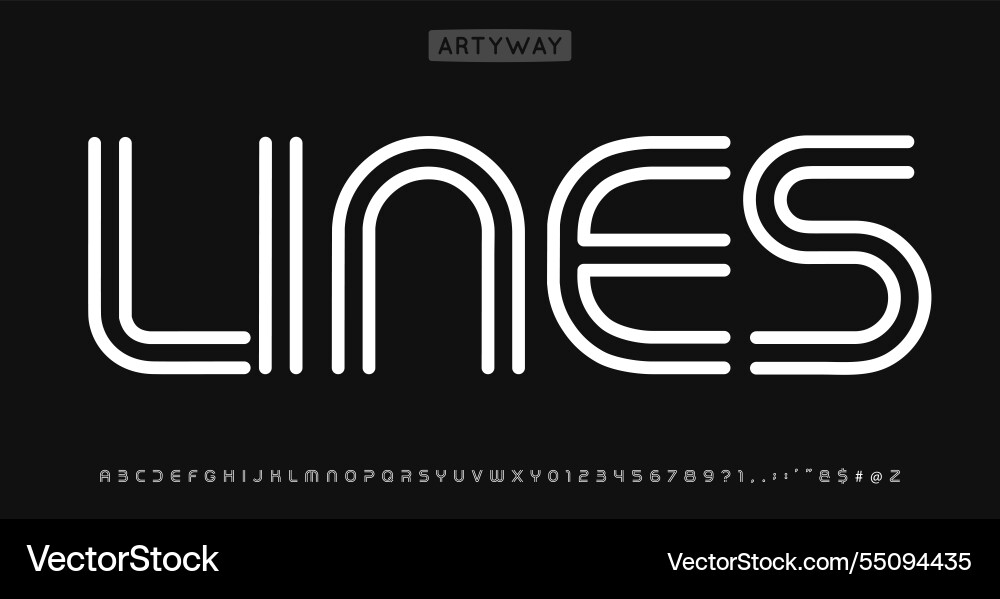 Lines modern alphabet linear geometric letters Vector Image