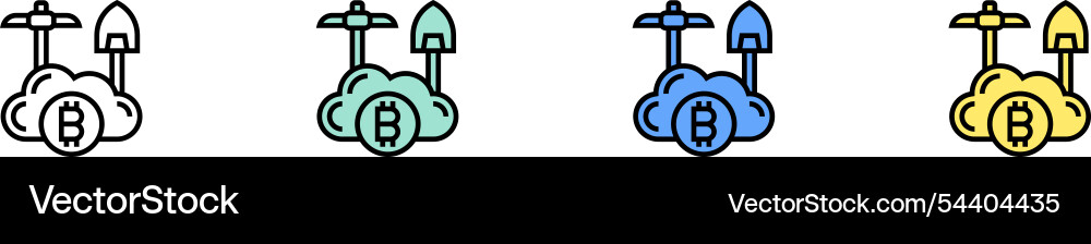 Mining icon outline green blue and yellow style Vector Image