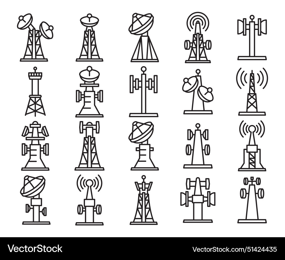 Radio tower icons Royalty Free Vector Image - VectorStock