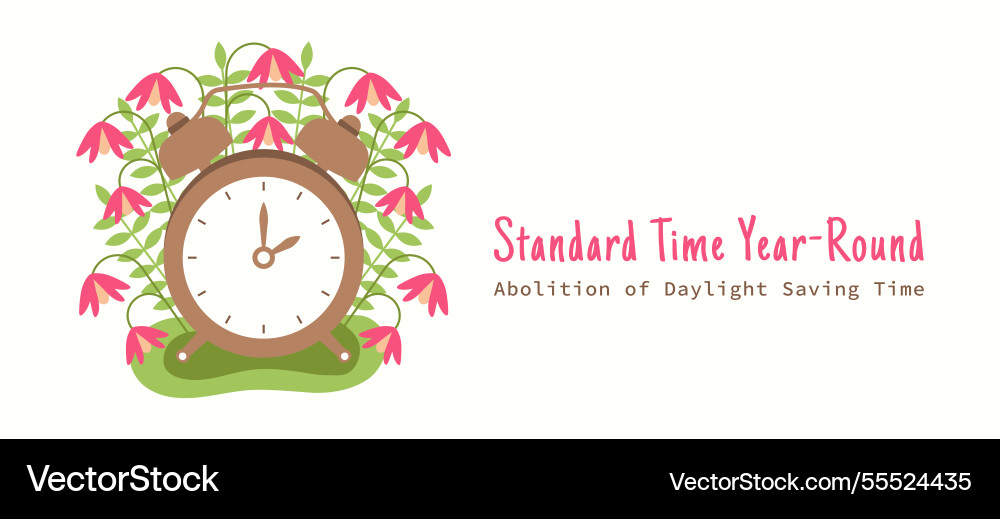Standard time year-round banner with clock Vector Image