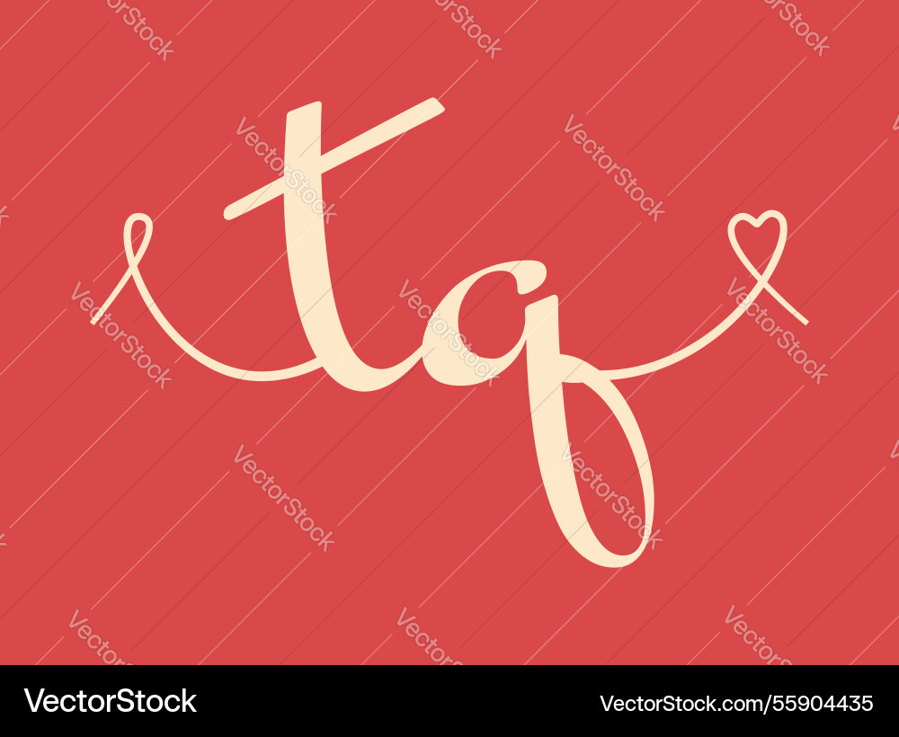 Tq initial wedding monogram calligraphy hand Vector Image