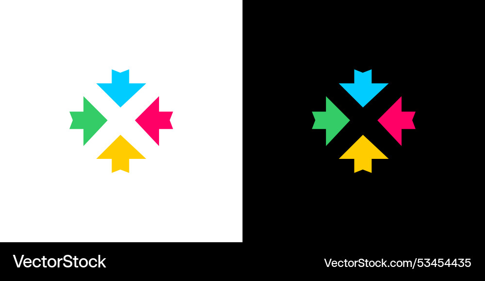 X arrow logo design is unique and colorful Vector Image