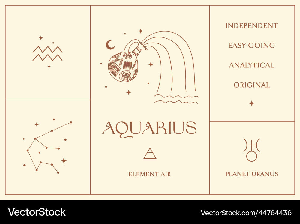 Aquarius zodiac sign design Royalty Free Vector Image