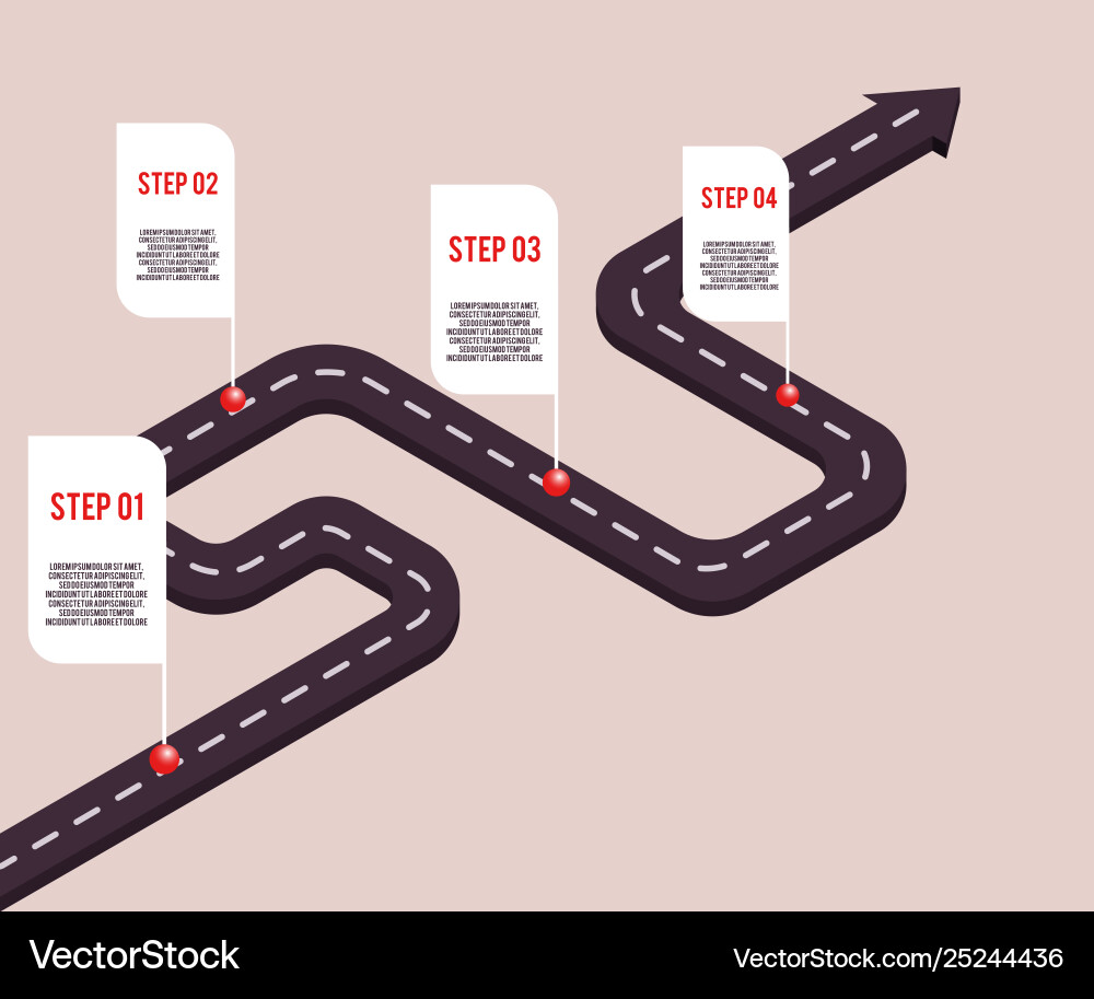 Business milestone road with map pointers Vector Image