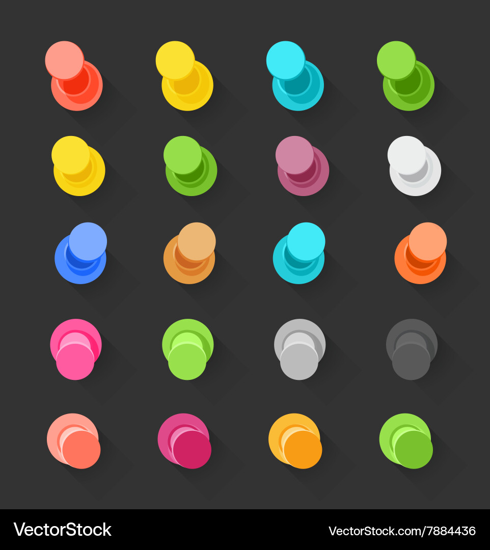 Color pins flat design collection elements clip-ar