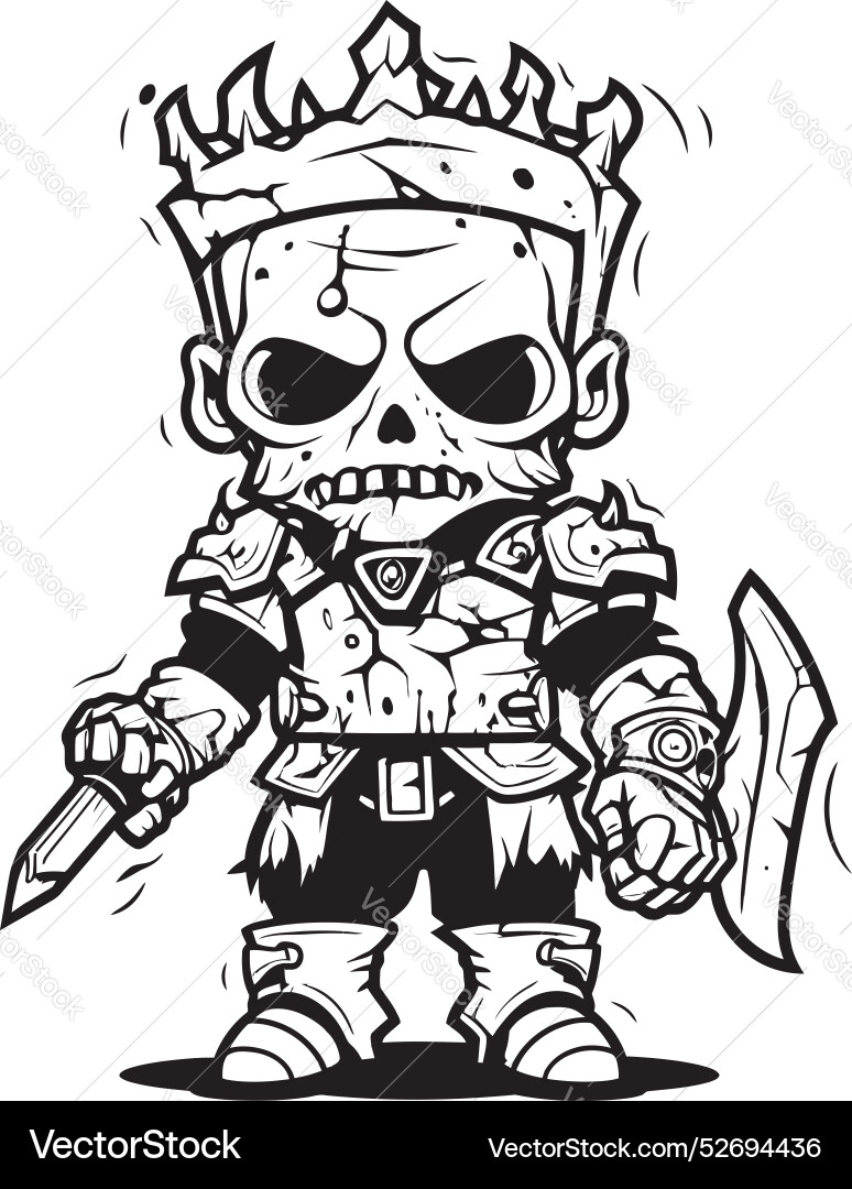 Dreadful defender zombie knight soldier black Vector Image