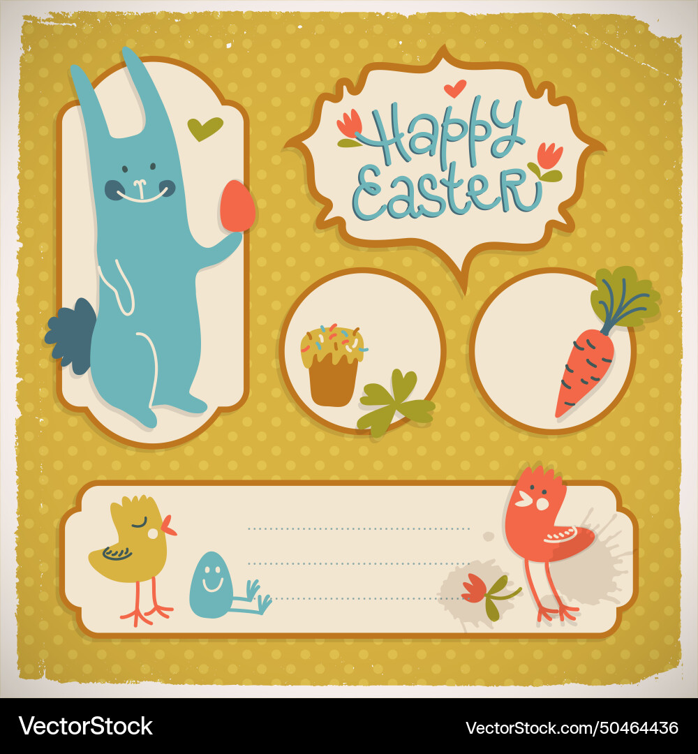 Happy easter doodle cards Royalty Free Vector Image