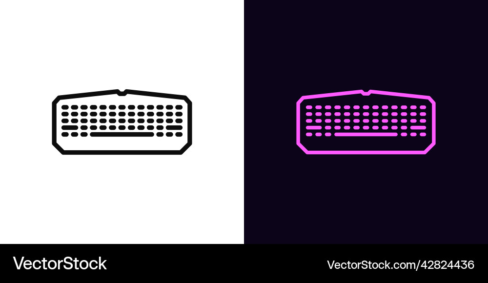 Outline gaming keyboard icon with editable stroke Vector Image