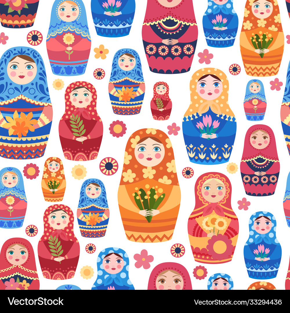 Russian doll pattern textile design Royalty Free Vector