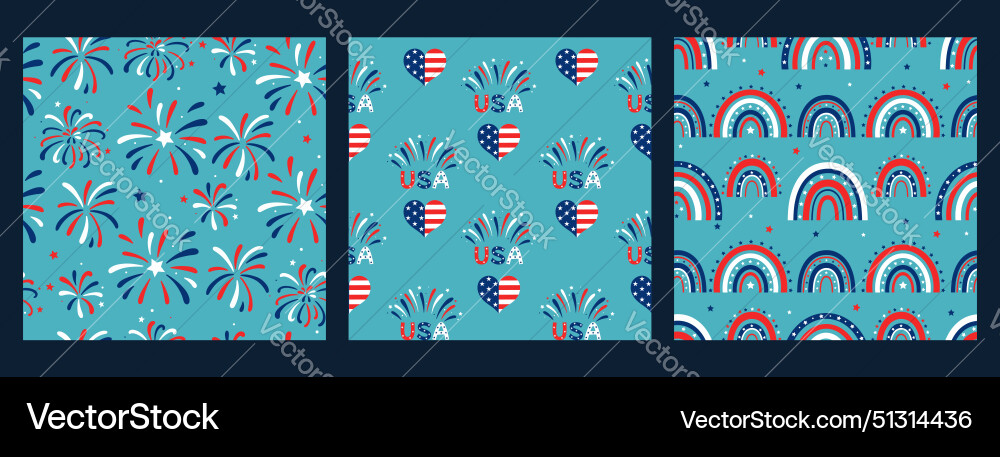 Set of seamless patterns for the 4th july Vector Image