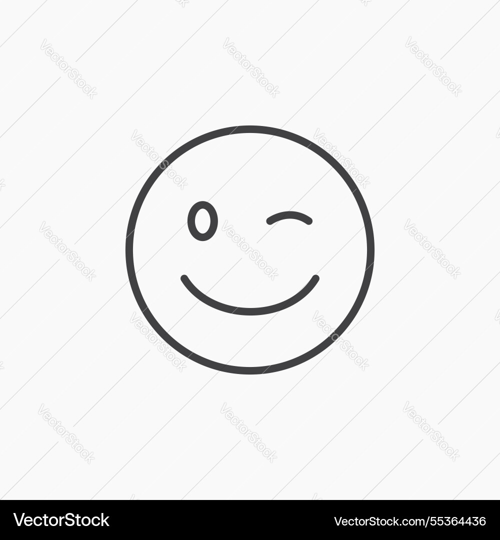 Smile wink icon isolated in black line Royalty Free Vector