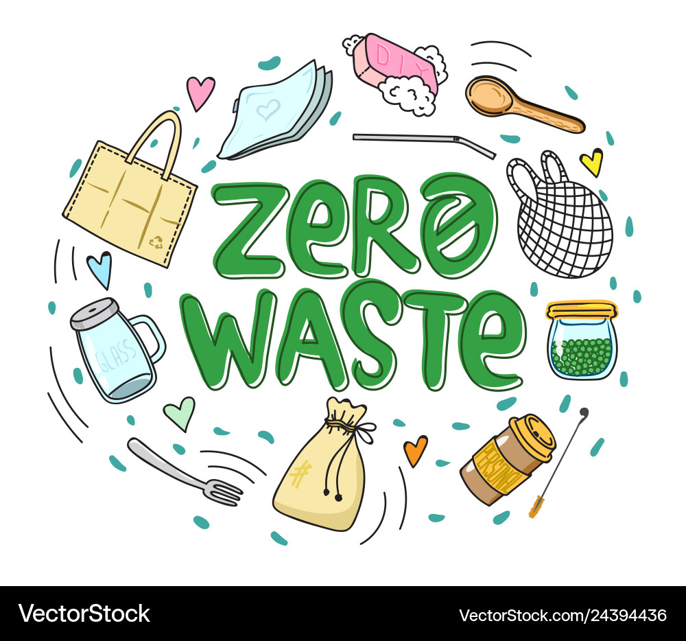 Zero waste hand drawn Royalty Free Vector Image
