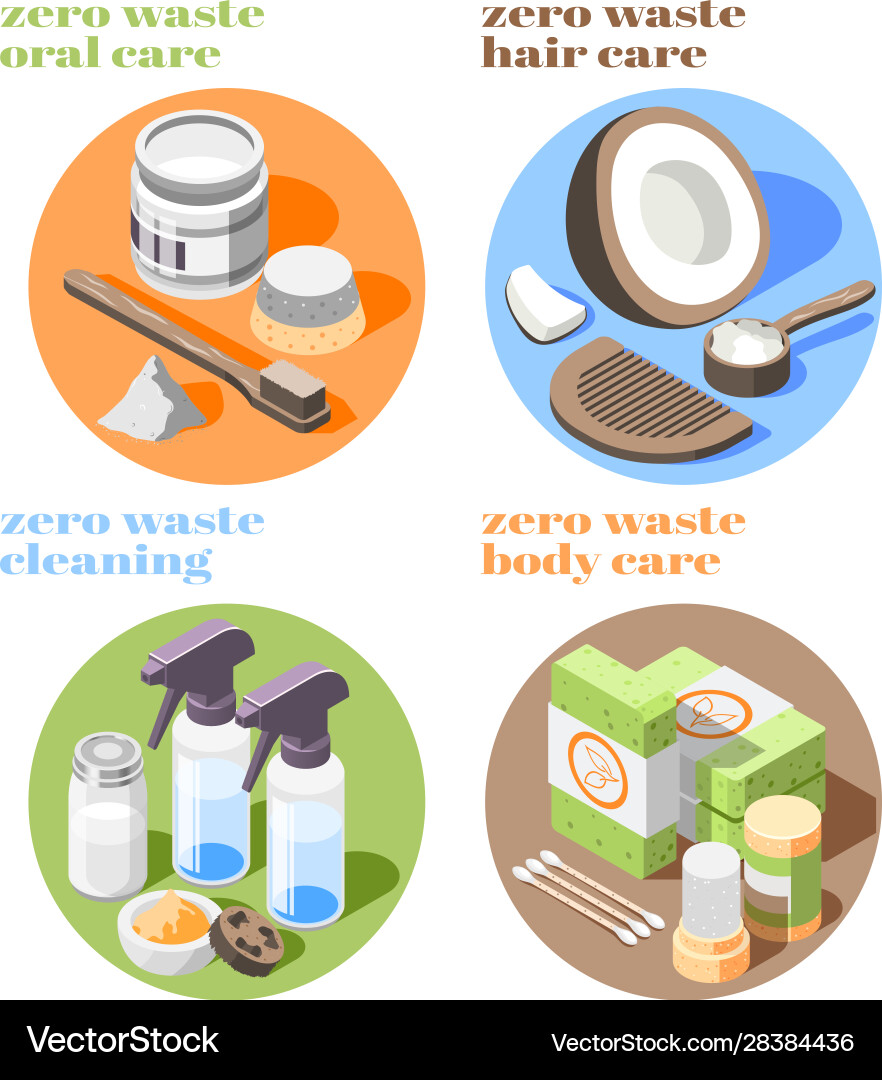Zero waste isometric set Royalty Free Vector Image