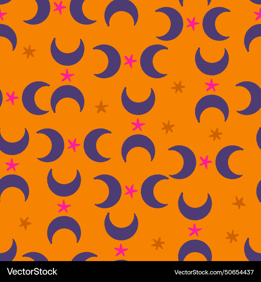 Abstract crescent moon and stars seamless pattern Vector Image