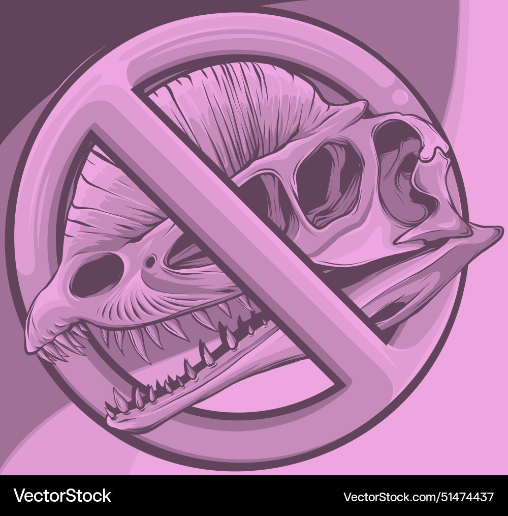 Dinosaur skull prohibited Royalty Free Vector Image