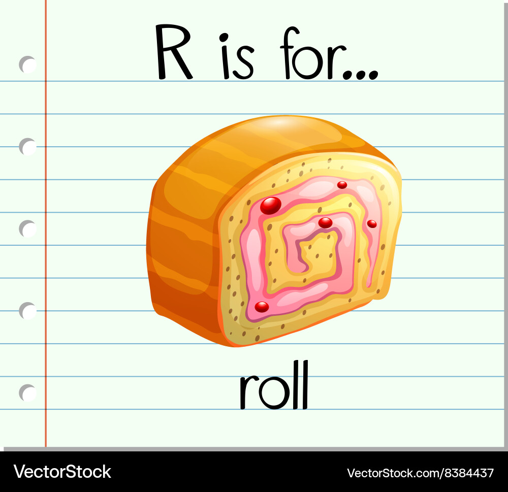 Flashcard letter r is for roll Royalty Free Vector Image